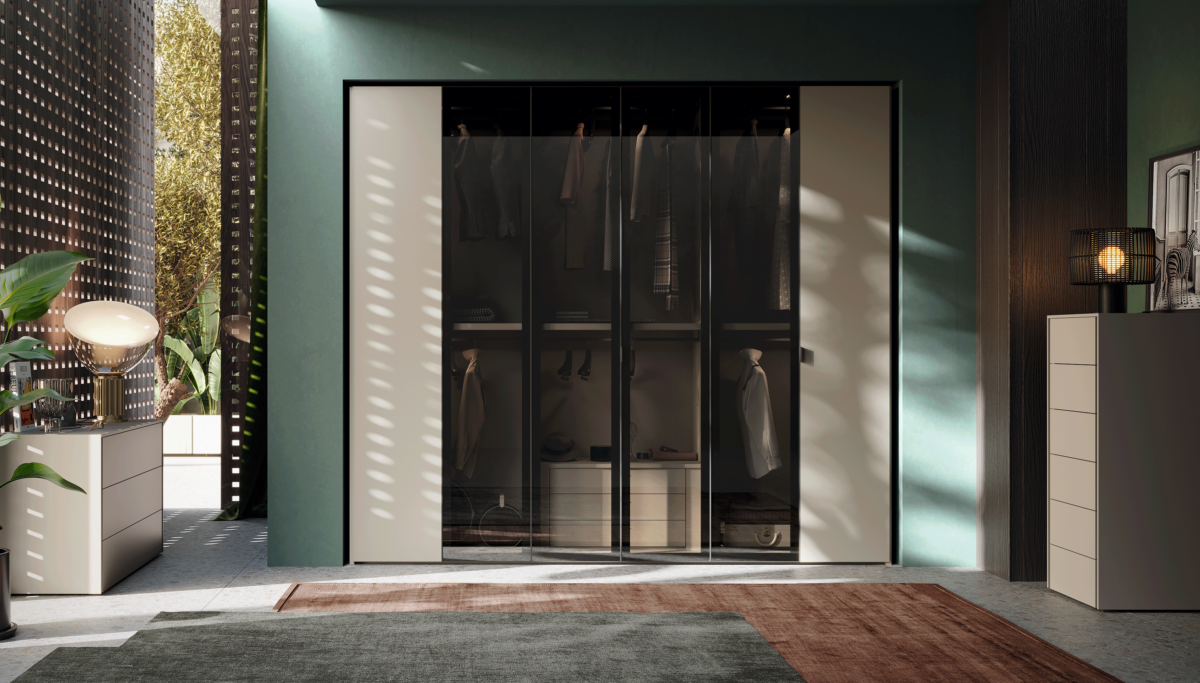 Hinged Wardrobe | 45cm Doors | Wooden Doors + Centre Stopsol Glass ...